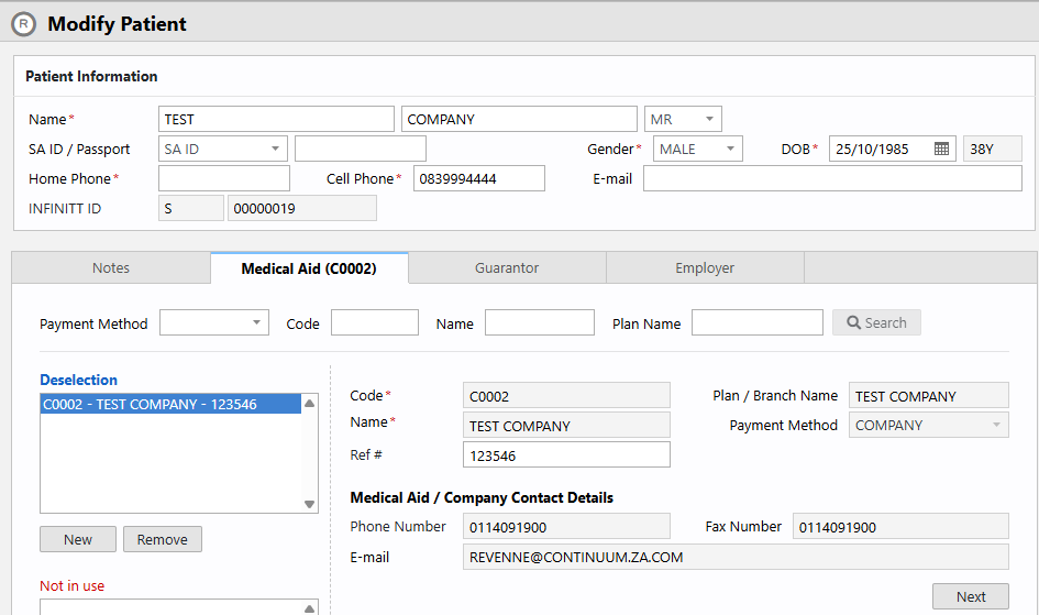 Capture a patient with a Company as payment method – Zendesk